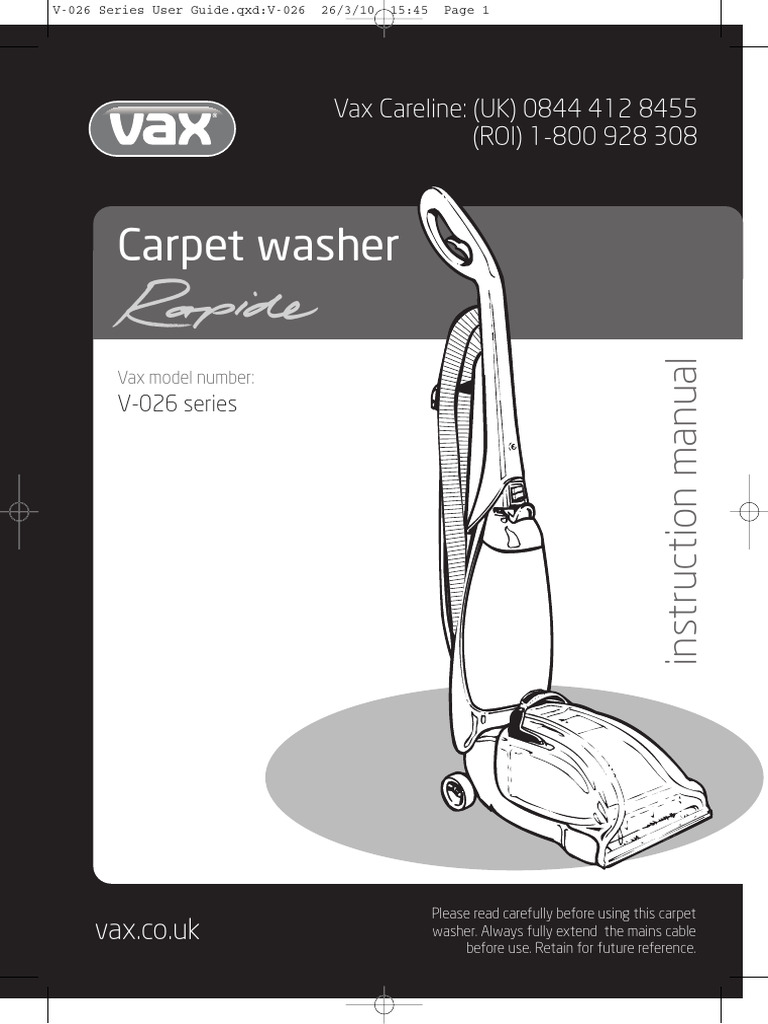 Carpet Washer Manual Vax | PDF | Washing Machine | Vacuum Cleaner