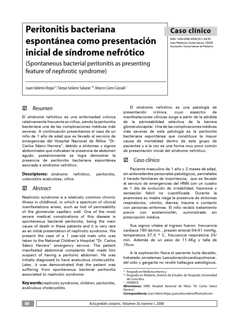 Peritonitis Bacteriana Espontánea Como Presentación Inicial de Síndrome ...