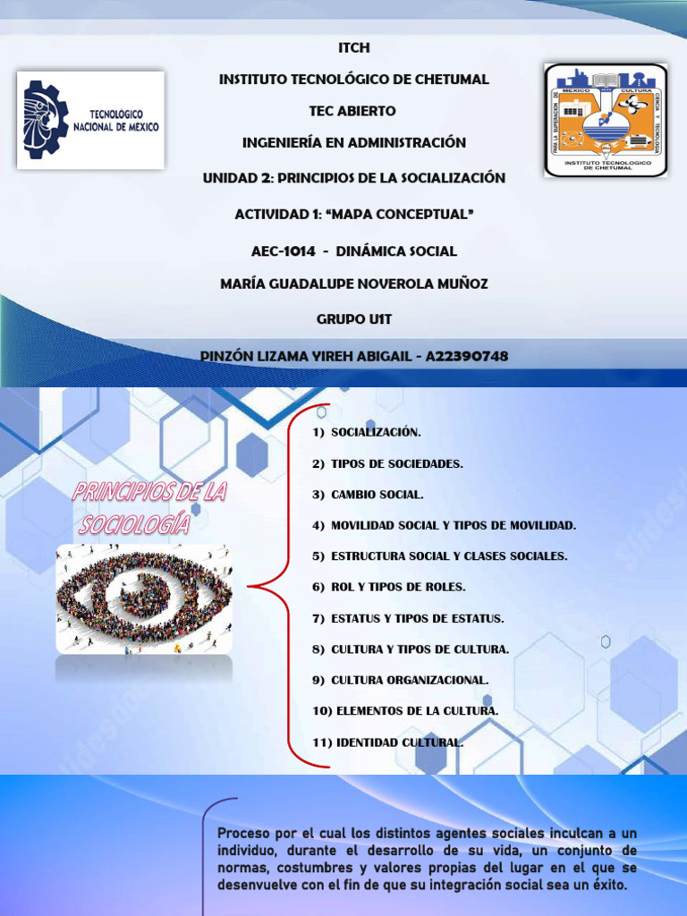 U2 - ACT.1 - MAPA CONCEPTUAL - Sociología | PDF | Estatus social | Socialización