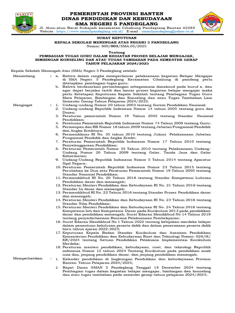 SK Mengajar Genap 2024-2025 | PDF