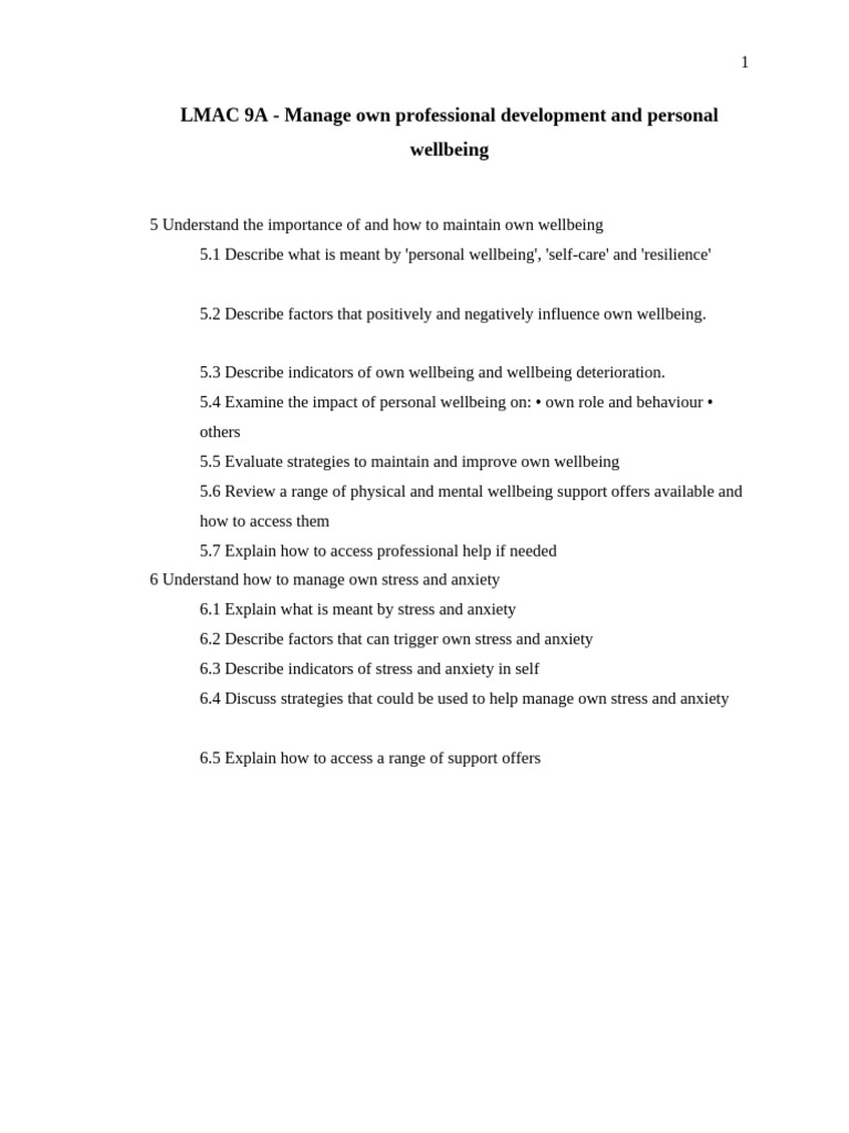 Personal Wellbeing and Stress Management Guide | PDF