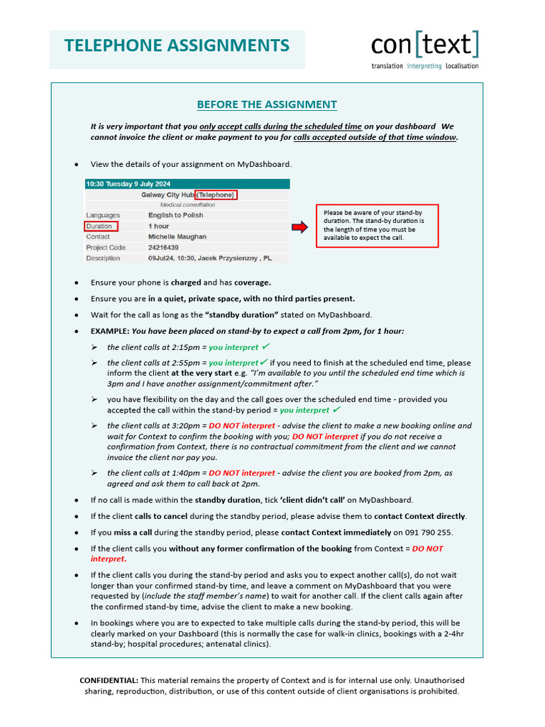 Telephone Assignment - Instructions | PDF