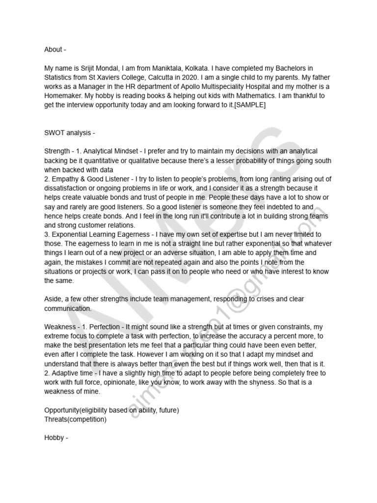 HR - Personality Questions | PDF | Banks | Perfectionism (Psychology)