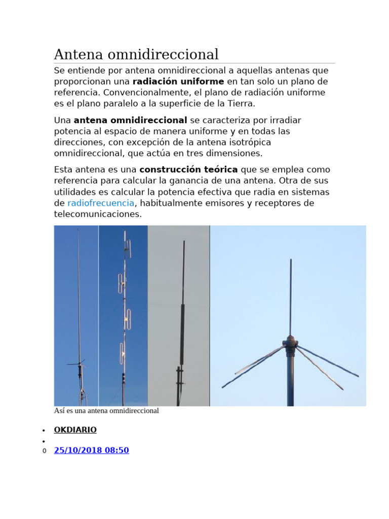 Antena Omnidireccional: Función y Características | PDF | Antena (Radio ...