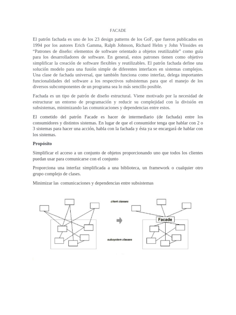 Patrón Facade en Diseño de Software | PDF | Patrón de diseño de ...