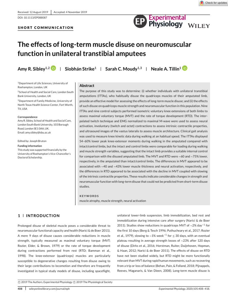 Experimental Physiology - 2019 - Sibley - The Effects of Long Term ...