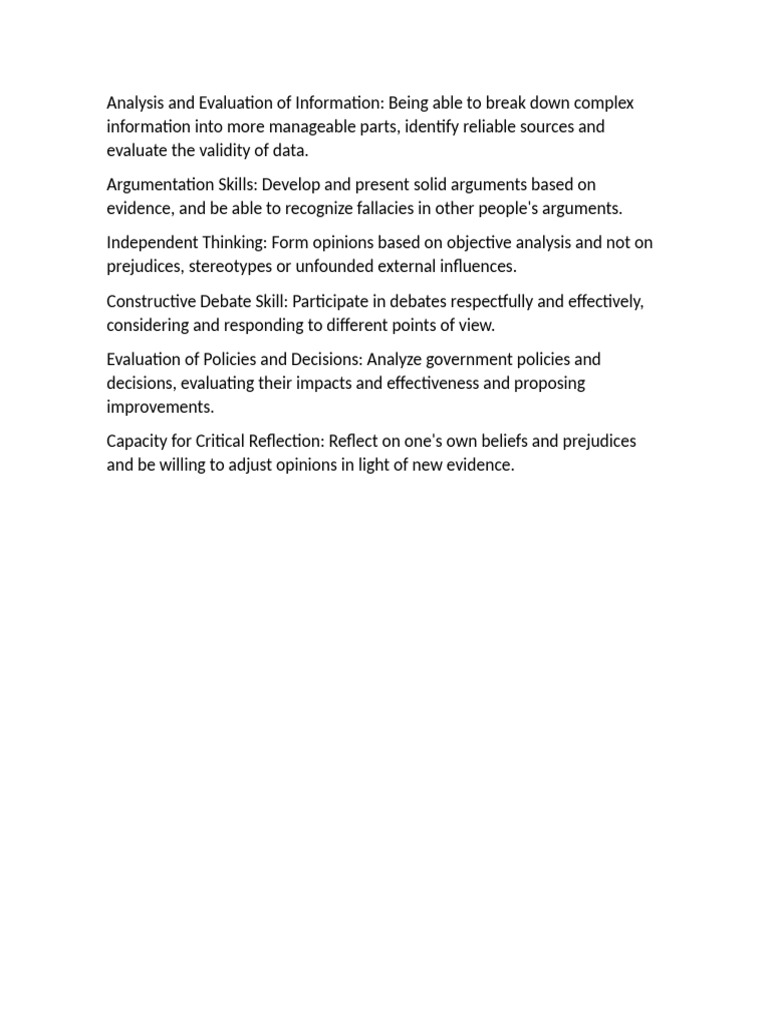 Critical Thinking and Argumentation Skills | PDF