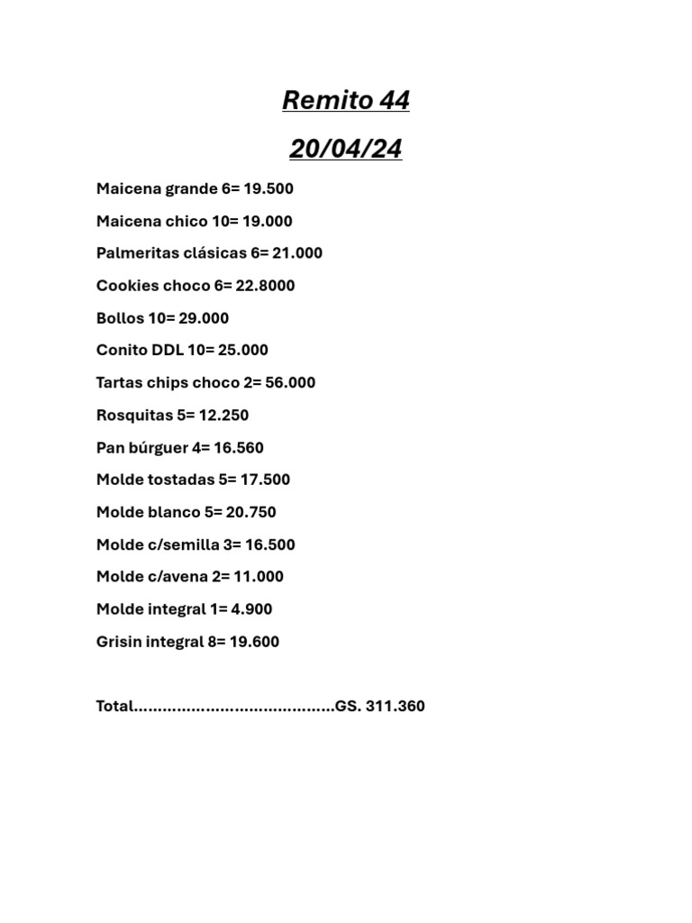 Remito 44 Mbocayaty | PDF