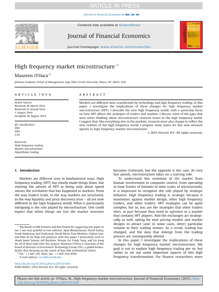 High Frequency Market Microstructure Insights | PDF | High Frequency ...