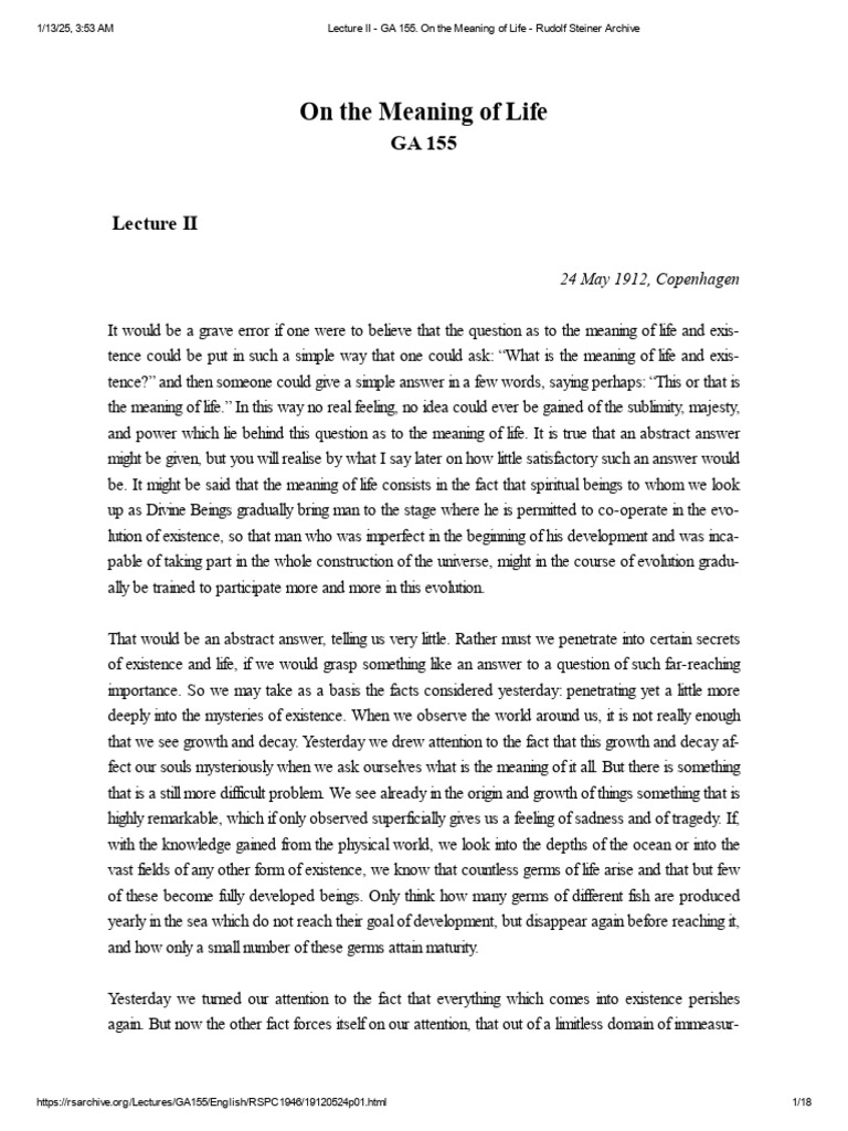 GA 155: Meaning of Life Lecture II | PDF | Meaning Of Life | Knowledge