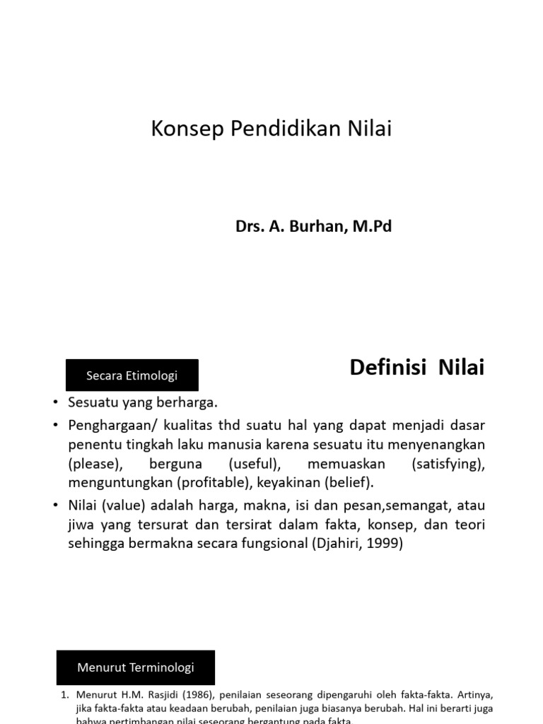 Konsep dan Definisi Pendidikan Nilai | PDF