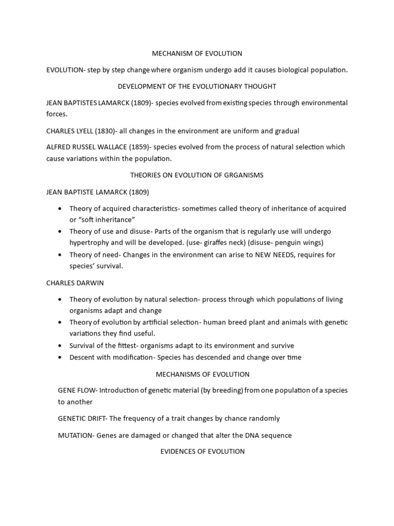 Mechanisms and Theories of Evolution | PDF