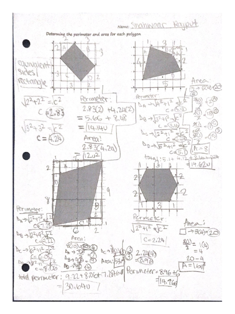 Perimeter and Area of Triangles and Quadrilaterals | PDF