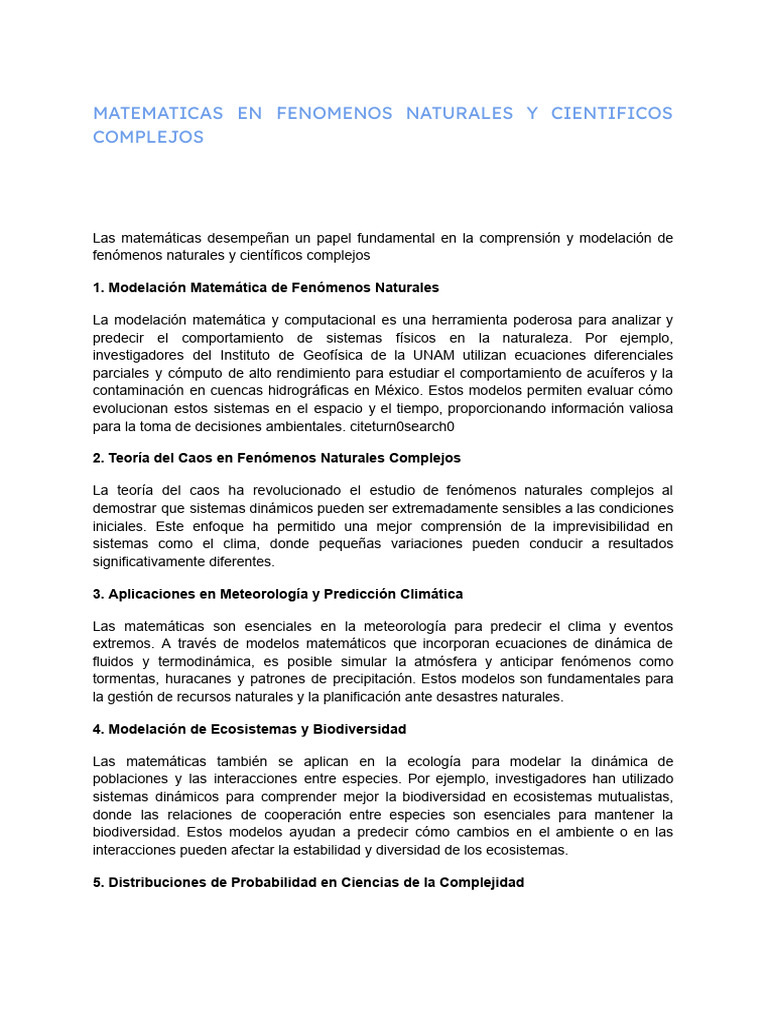 Matematicas en Fenomenos Naturales y Cientificos Complejos | PDF | Teoría del caos | Meteorología