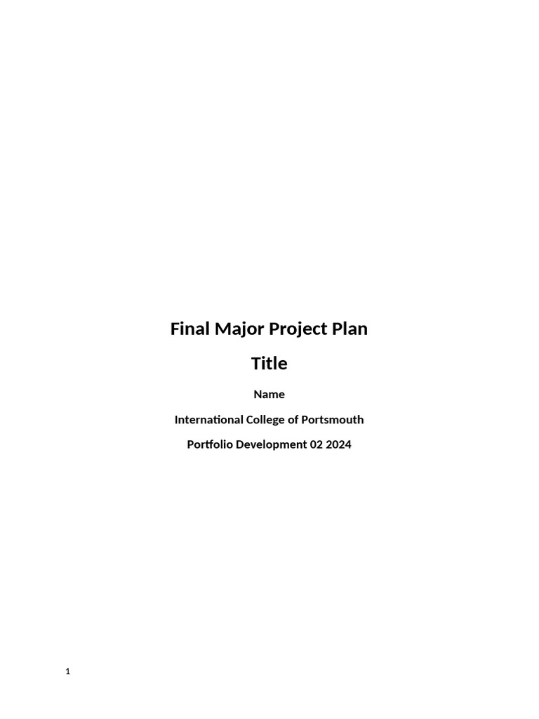 Final Major Project Plan PD02 2025 Template 2 Table of Content | PDF ...