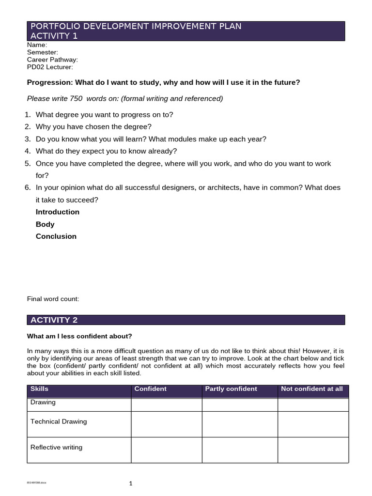 Portfolio Development Improvement Plan 2025 | PDF | Swot Analysis ...