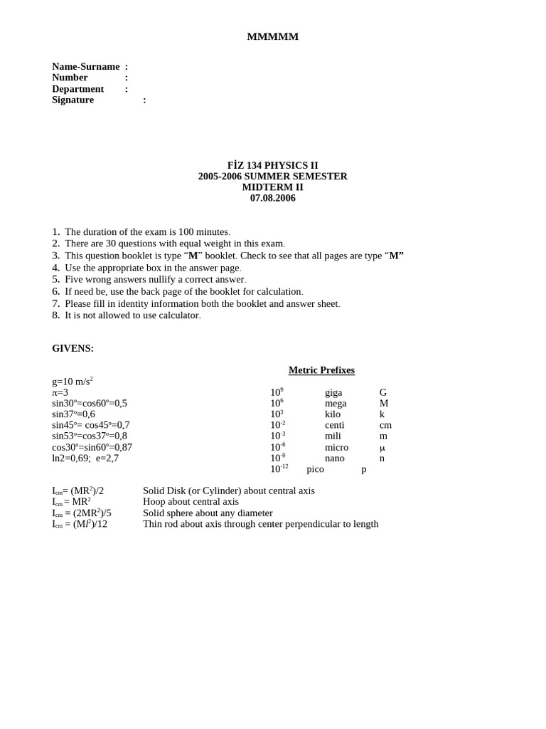 2006 Yaz Fiz134 Ara2 M | PDF | Rotation Around A Fixed Axis | Spacetime