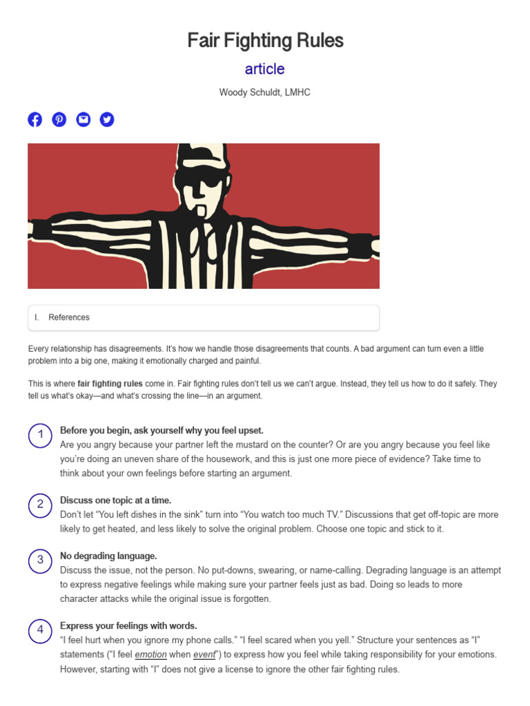 Fair Fighting Rules - Article - Therapist Aid | PDF