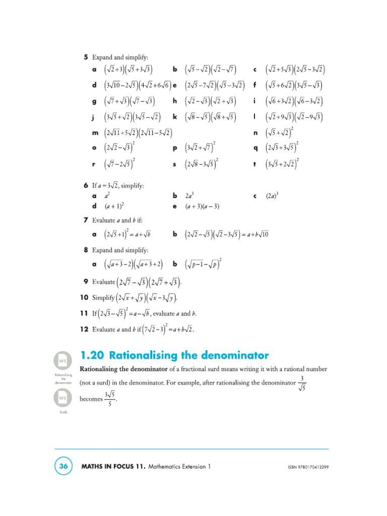 Rationalising The Denominator Question | PDF