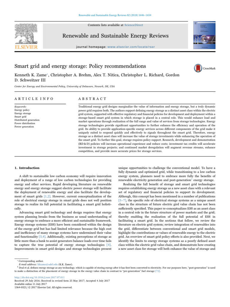 Smart Grid and Energy Storage - Policy Recommendations | PDF | Smart Grid | Electrical Grid