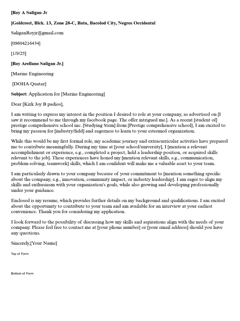 Sample-Application-Letter - Docx 20250109 200038 0000 | PDF