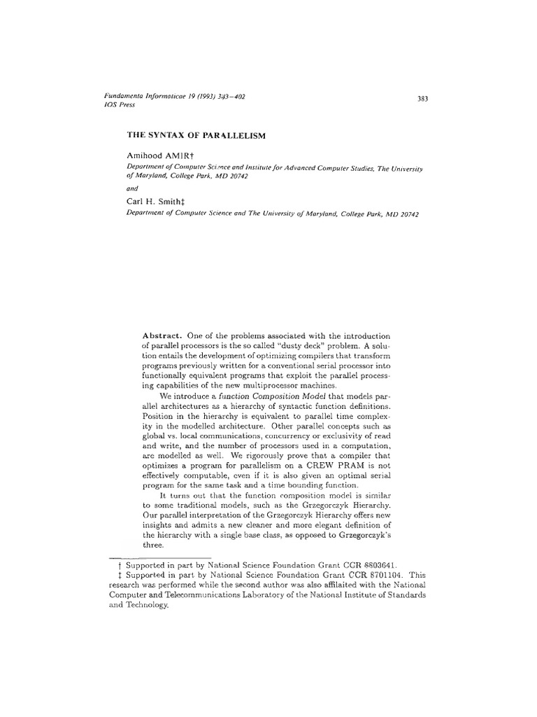 Amir Smith 1993 The Syntax of Parallelism | PDF | Parallel Computing ...