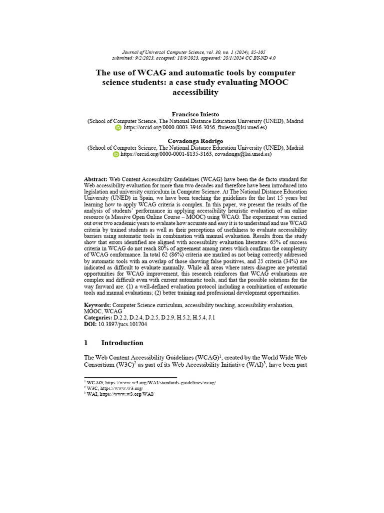 The Use of WCAG and Automatic Tools by Computer | PDF | Accessibility