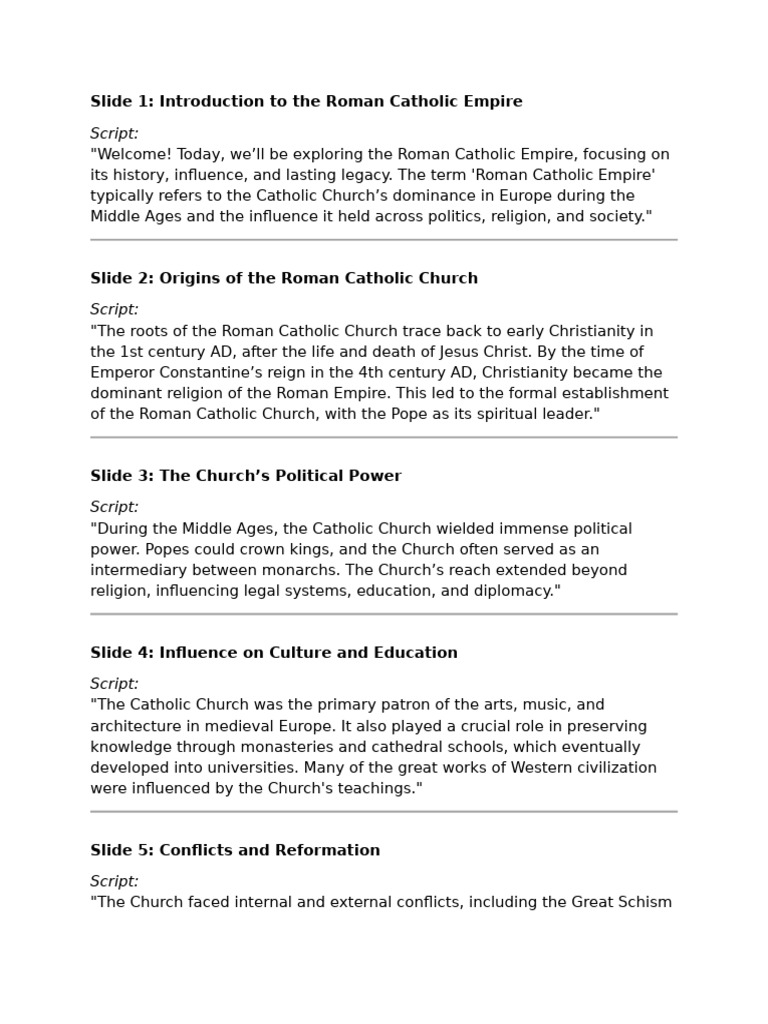 ROMAN CATHOLIC EMPIRE | PDF