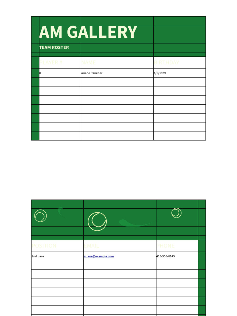 Team Roster Schedule and Calendar | PDF