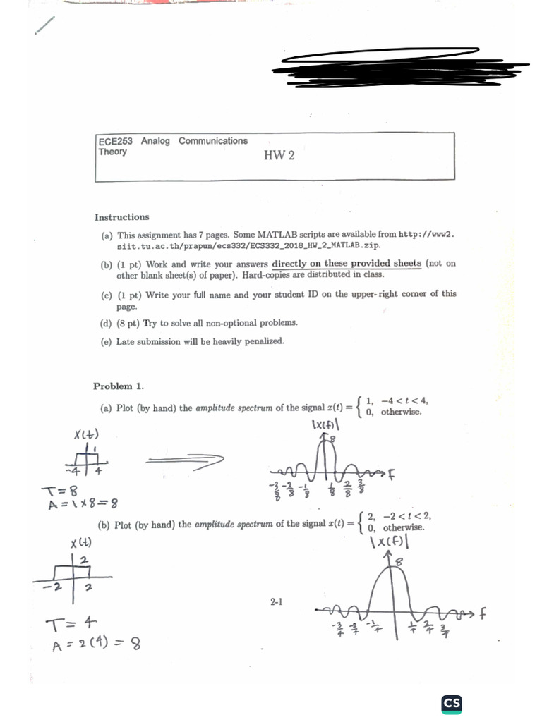 Sheet Analog Comm Theory | PDF