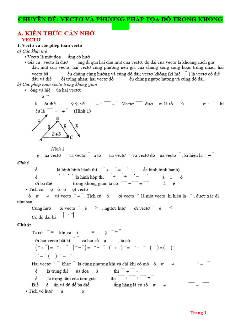 Chuyen de Vecto Va Phuong Phap Toa Do Trong Khong Gian on Thi TN THPT | PDF