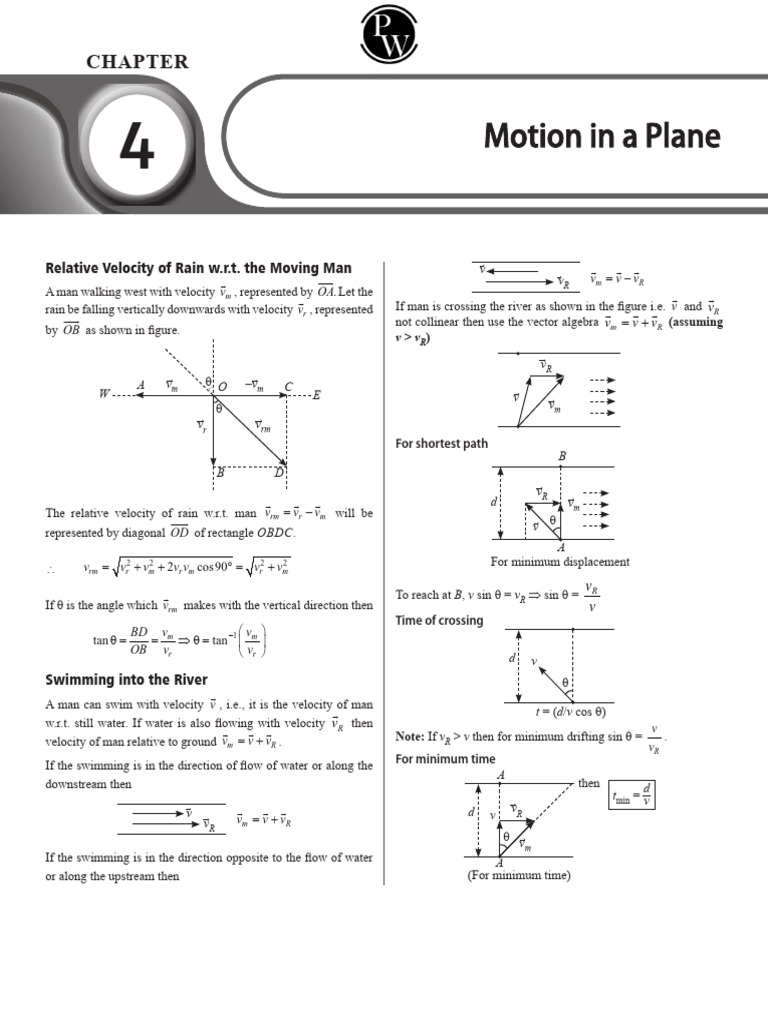 Motion in A Plane - Short Notes | PDF | Mechanical Engineering | Motion ...