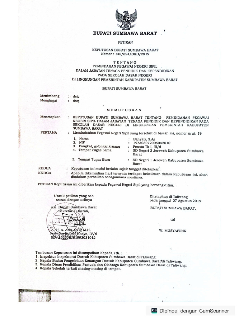 SK Mutasi Contoh | PDF