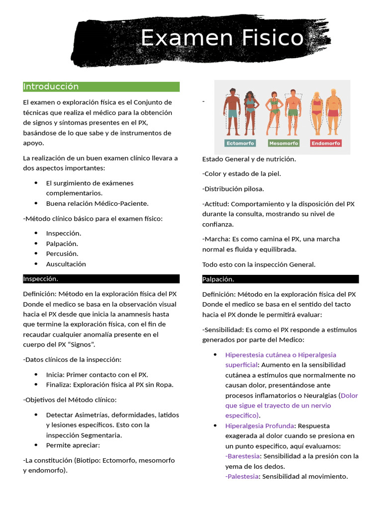 Examen o Exploracion Fisica. | PDF | Examen físico | Medicina