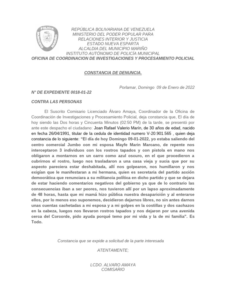 Denuncia Final | PDF