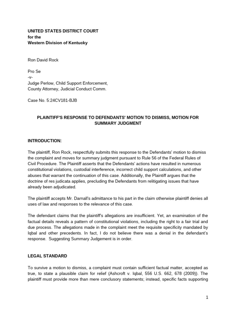 Plaintiff's Response to Motion to Dismiss | PDF | Collateral Estoppel | Qualified Immunity