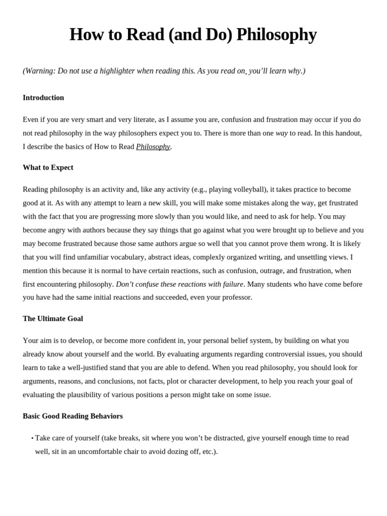 How to Read Philosophy-1 | PDF | Reason | Idea