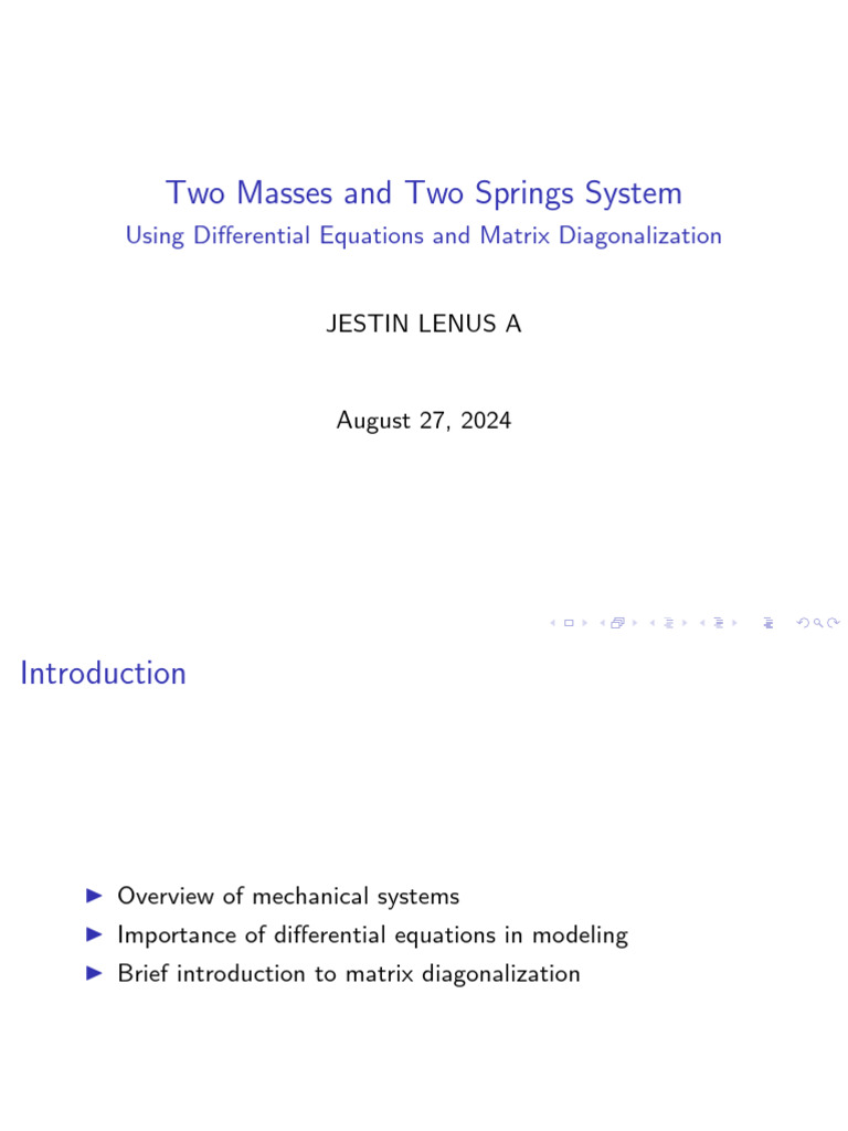 Two Masses Spring System | PDF | Eigenvalues And Eigenvectors | Normal Mode