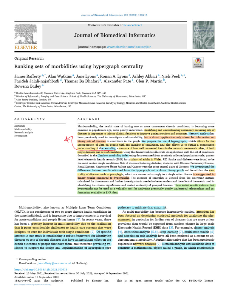 Ranking sets of morbidities using hypergraph centrality | PDF | Matrix (Mathematics ...