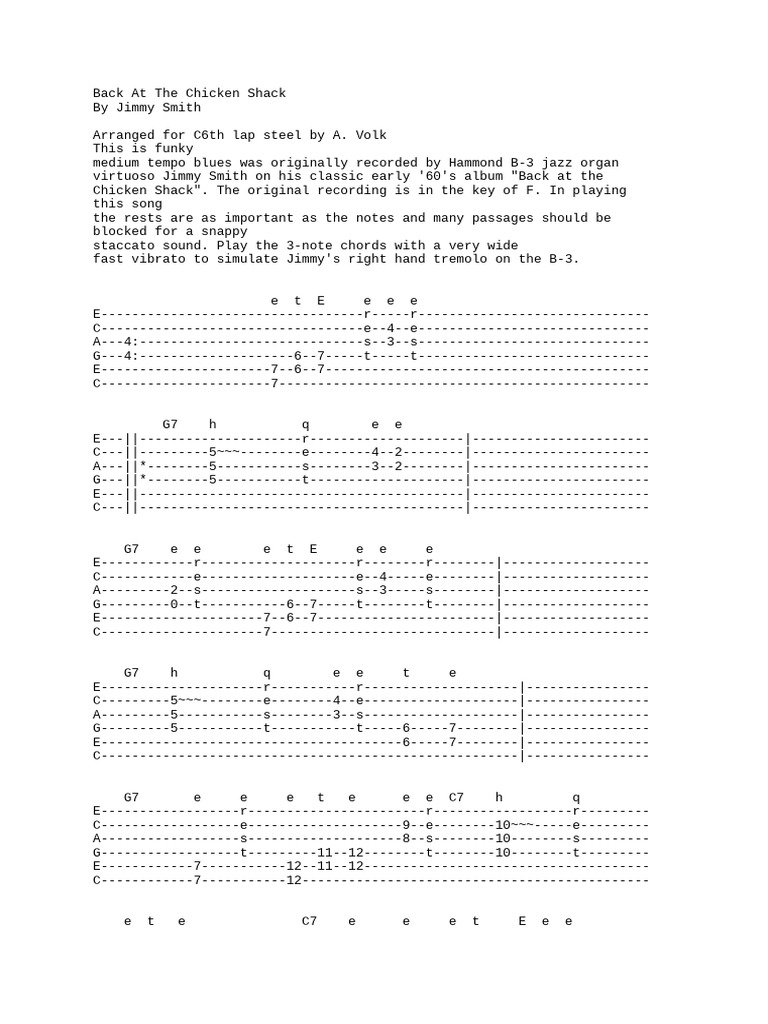 Back at The Chicken Shack | PDF | Musical Instruments | Musical ...