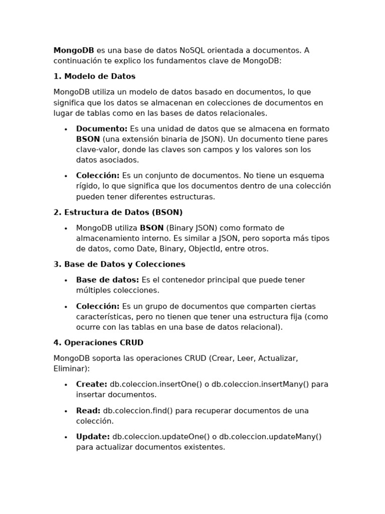 Fundamentos de MongoDB para Desarrolladores | PDF | Mongo Db | Bases de datos