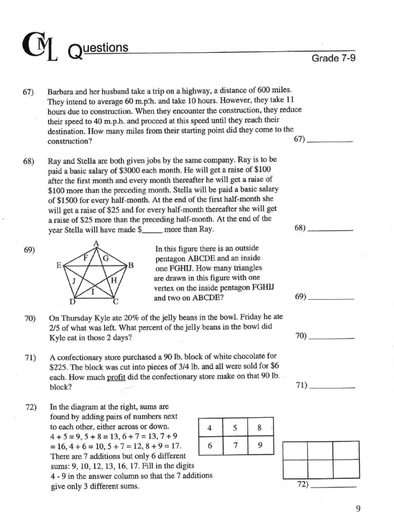 CML Worksheet Grades 7 9 | PDF