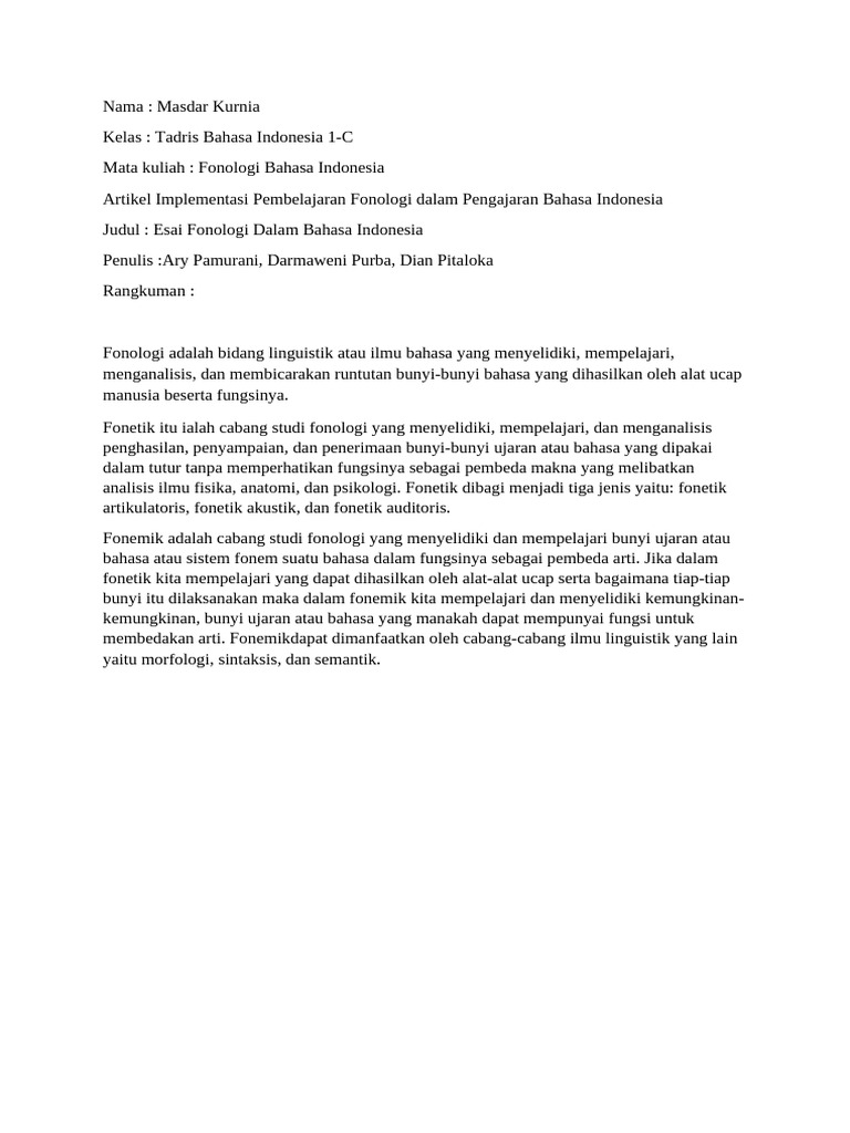 FONOLOGI 1 | PDF