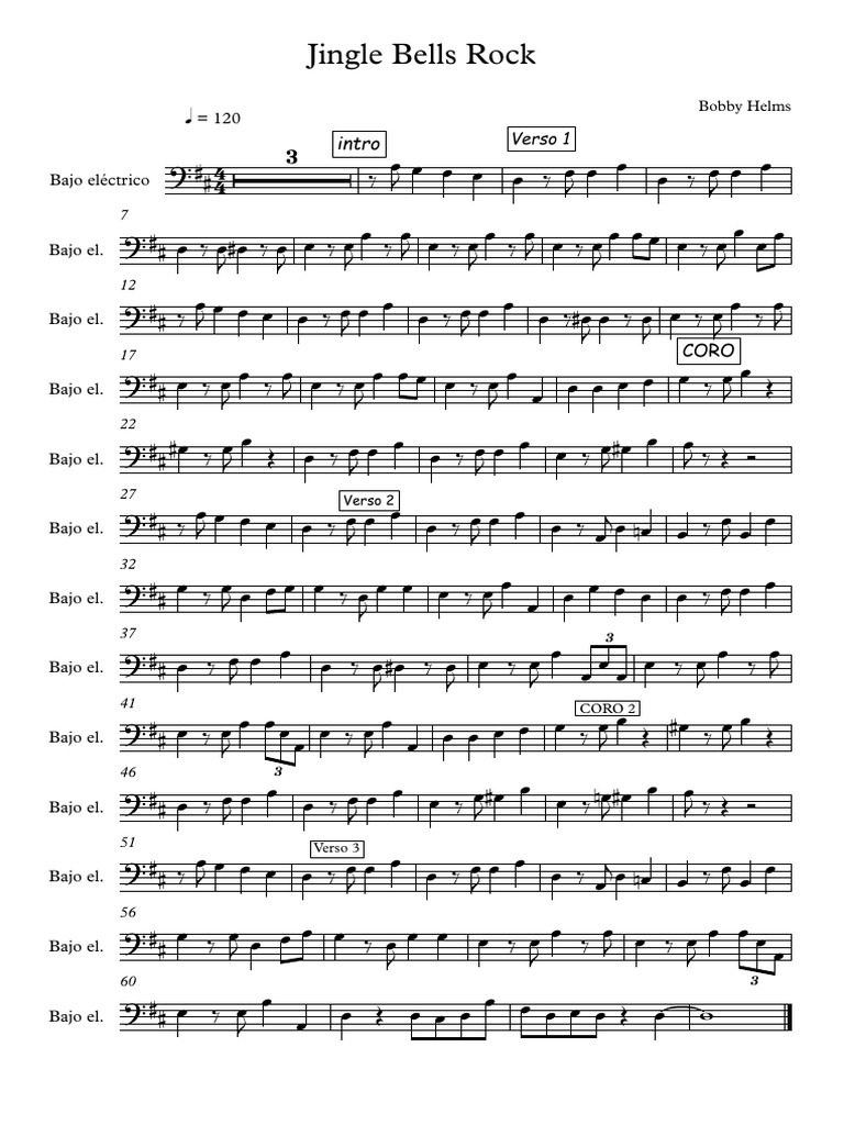Jingle Bells Rock Bajo - Partitura Completa | PDF