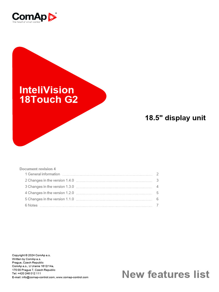 intelivision 18touch g2 1.4.0 new features list | PDF