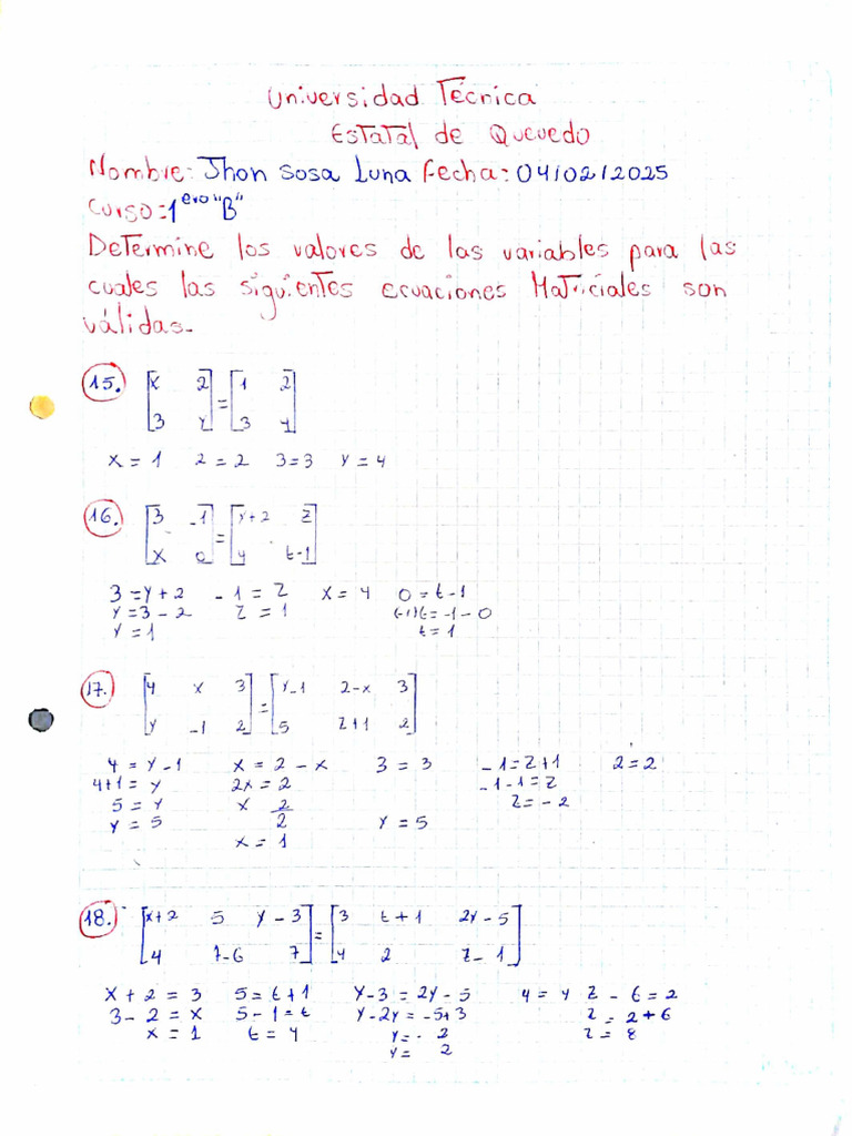Matemáticas Jhon Steven Sosa Luna | PDF