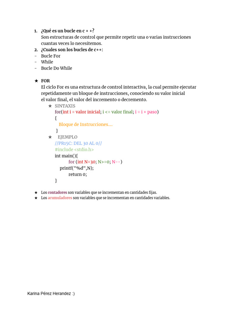 Bucles en C++: For, While y Do-While | PDF | Programación de computadoras | Informática
