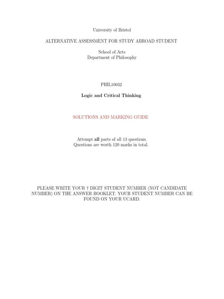 Practice Paper 2 - Solutions | PDF | Argument | Reasoning