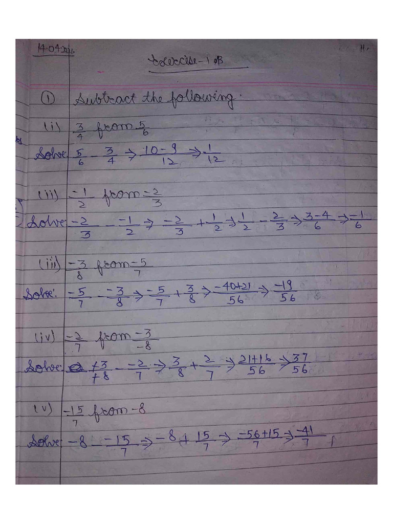 Maths Exercise 1 B | PDF