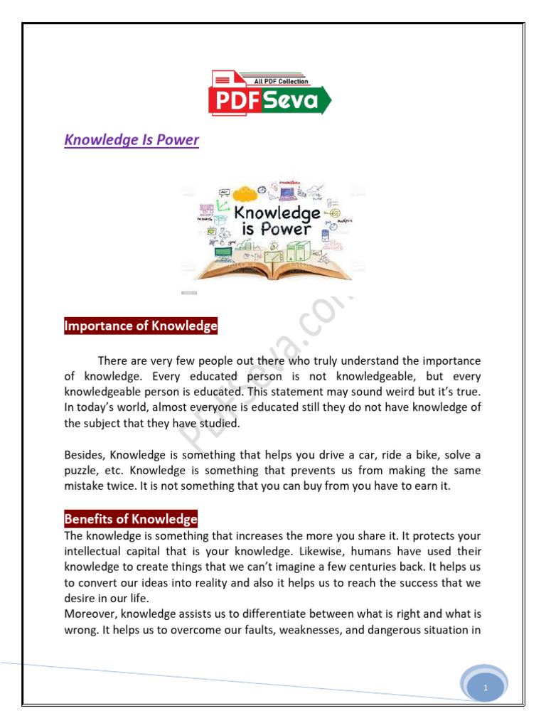 knowledge-is-power-essay-in-english-By.-PDFSeva.Com_ | PDF | Knowledge